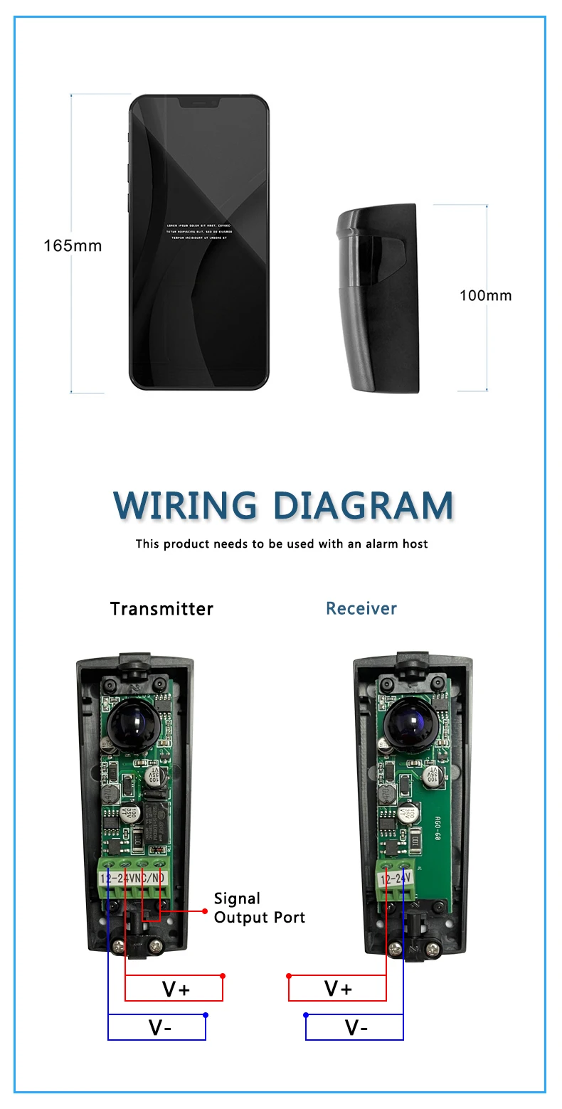 Wireless Safety Infrared Beam Sensor Photocell Waterproof IP55 12-24v ...
