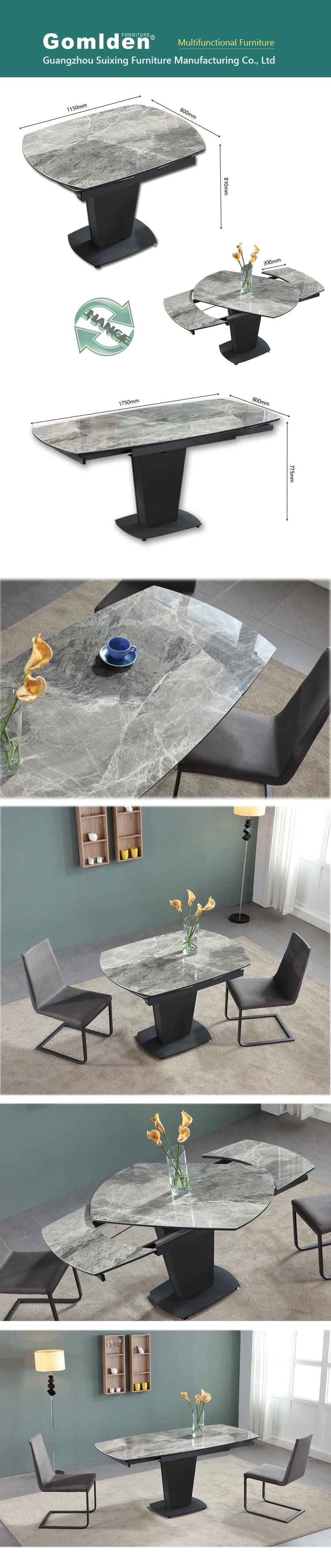 Modern Luxury Dining Room Sets Rotatable Extending Dining Table For ...