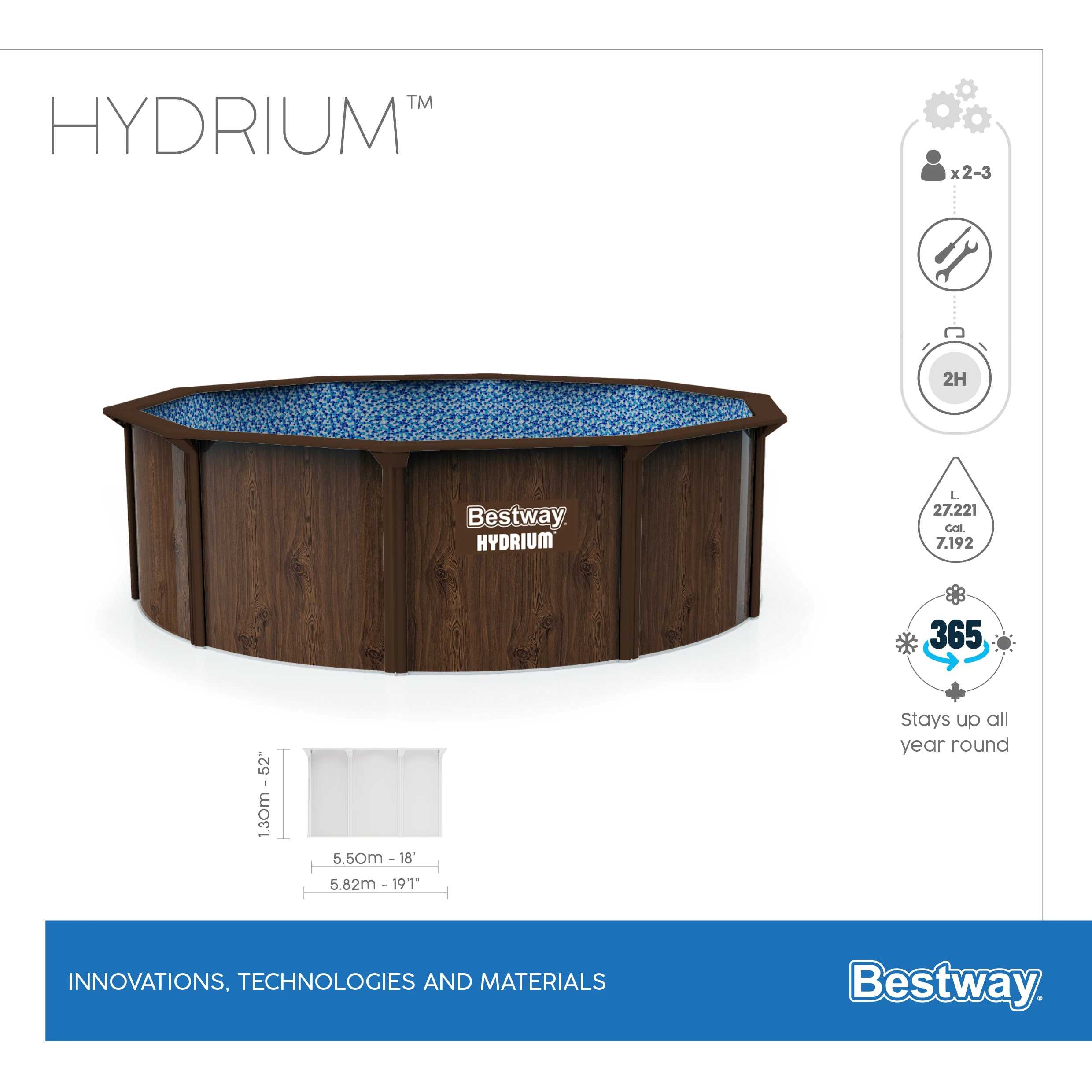 Bestway 561CS Hydrium Steel Wall Pool - Permanent Above Ground Pool