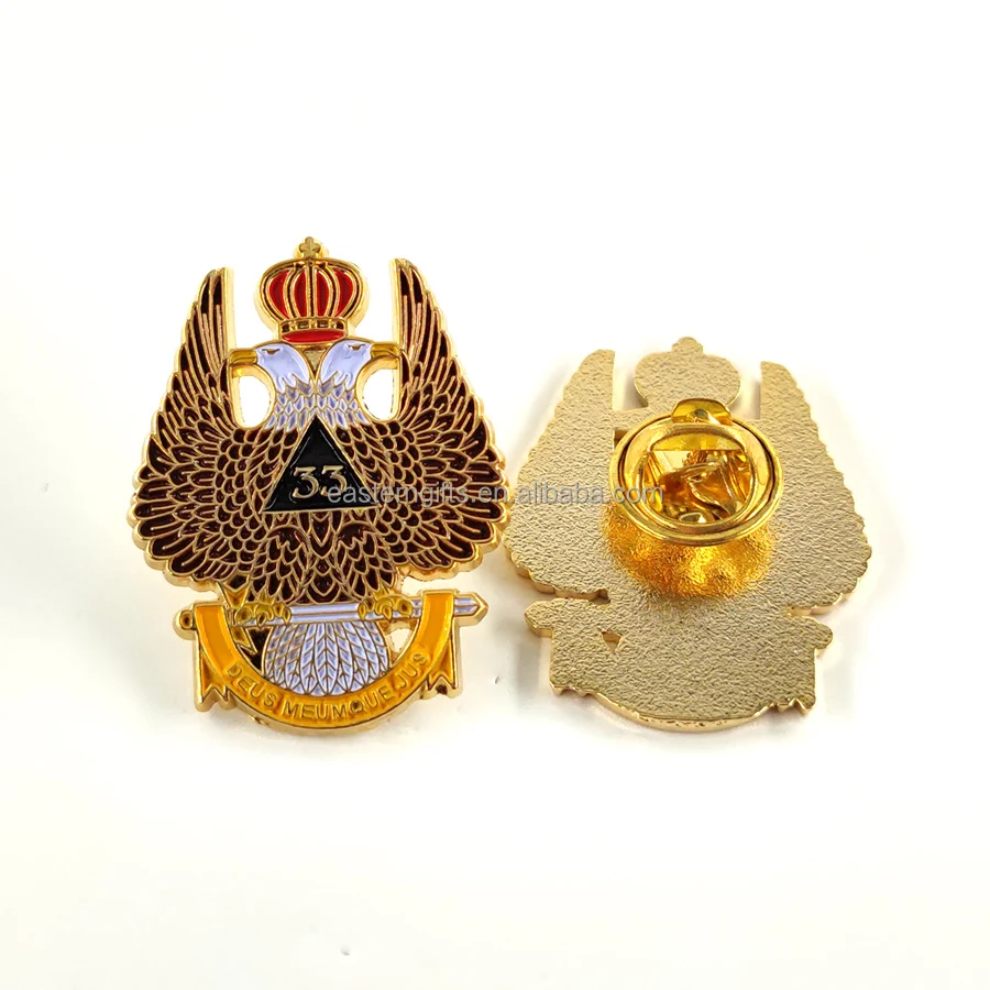 Scottish Rite Lapel Pin - Double Head Eagle Wings Up/down