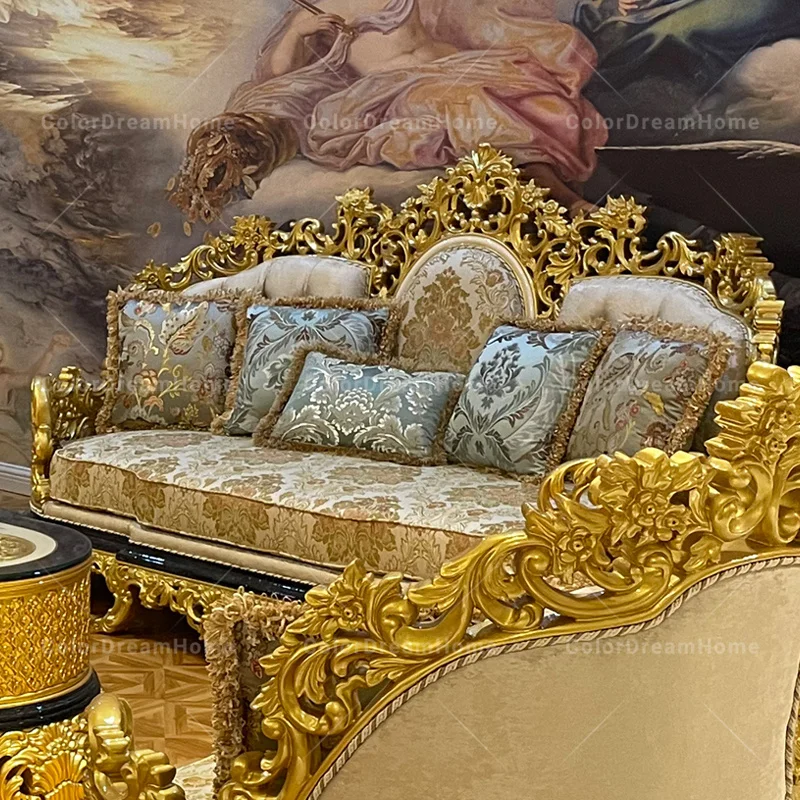 Royal Sofa Set - Classic European Solid Wood Living Room Furniture for ...