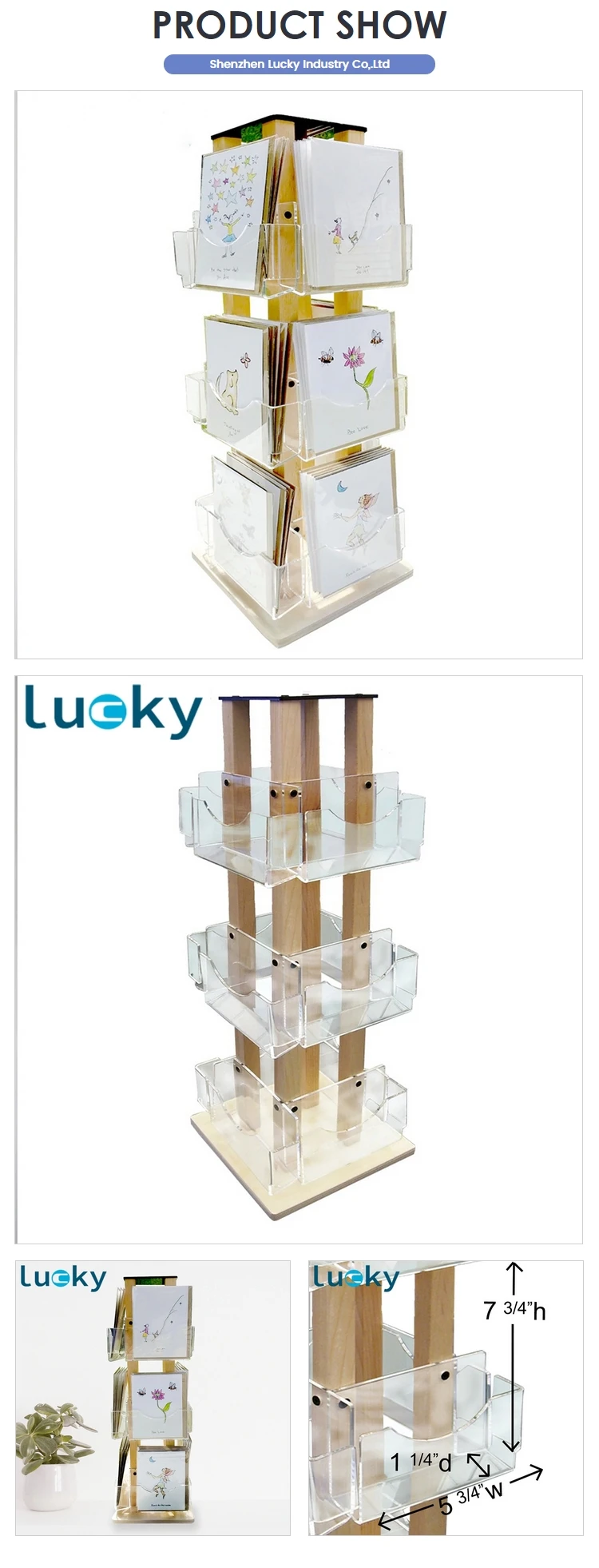 Customized Acrylic&Wood Countertop 12 Pocket Greeting Card Display ...