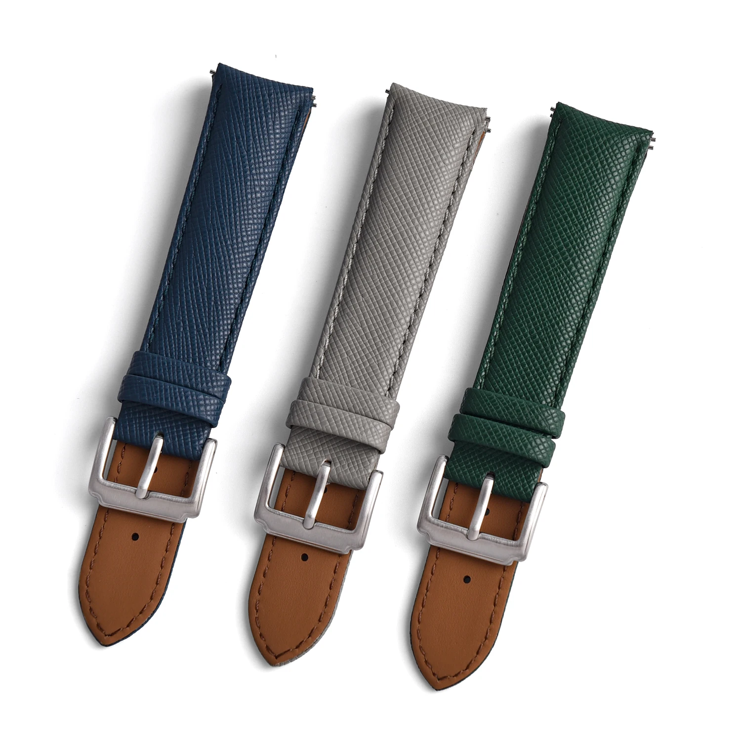 JUELONG Luxury Curved End Leather Watch Strap Curved Lug Quick Release ...