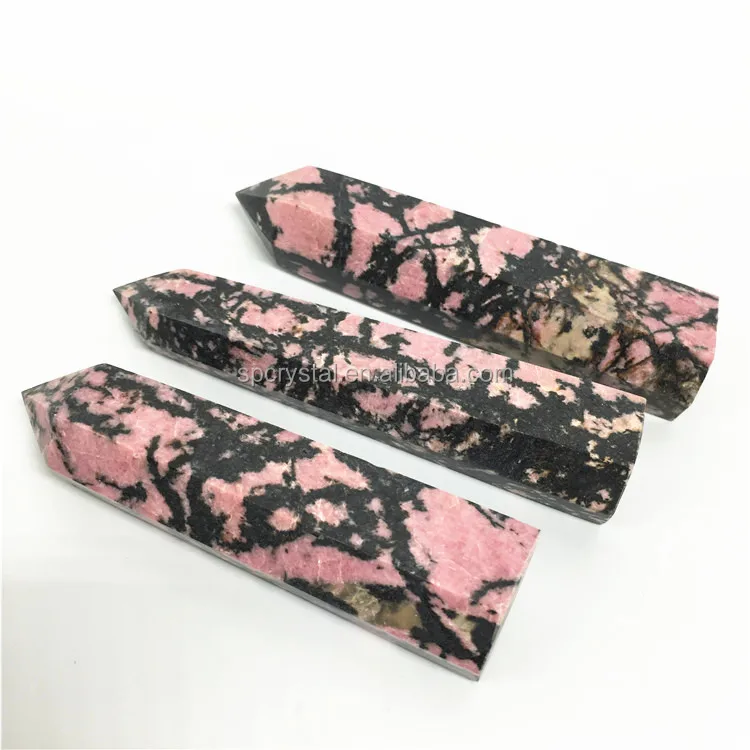 Wholesale Natural Healing Stones Crystal Point Wand Carved Rhodonite ...