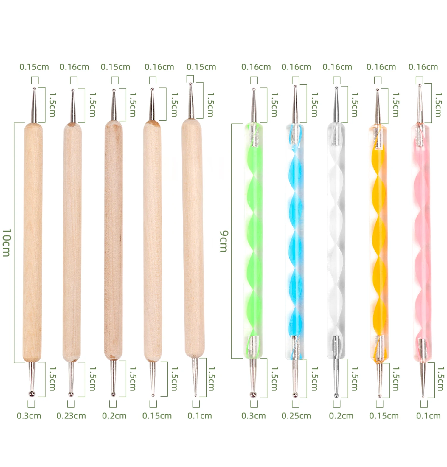 Double Sized Ball Tips Nail Art Dotting Tools Nail Tracing Stylus ...