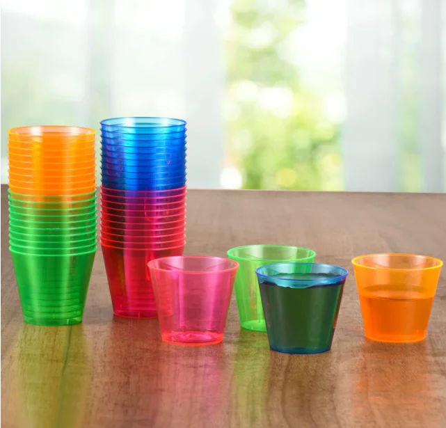 Disposable Plastic Cup Mini Round Shot Glass 1 Oz Multi Color