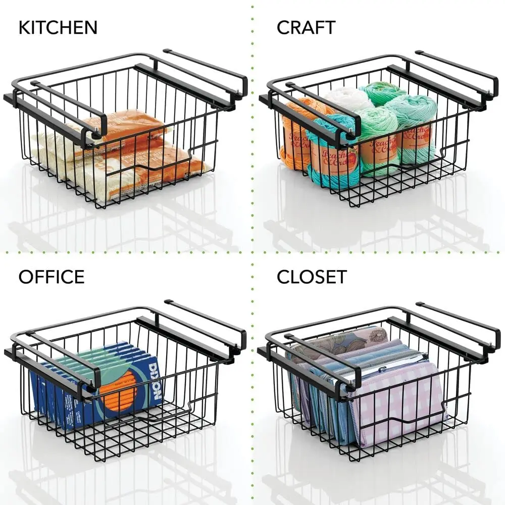Metal Wire Kitchen Pantry Cabinet Compact Hanging Pullout Drawer Basket ...