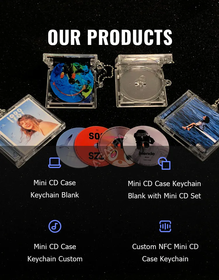 Custom Mini Cd Case Keychain - Diy Personalized Gift Set, Oem