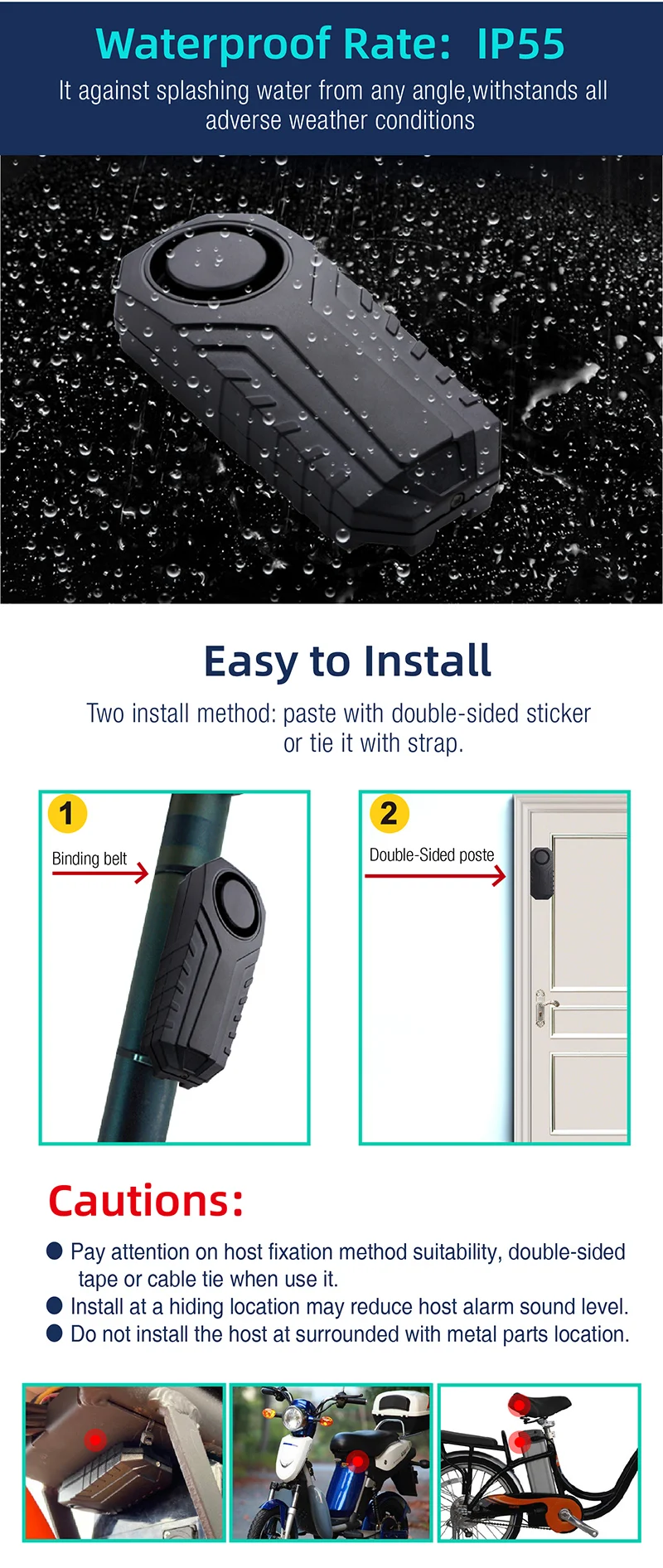 Novo Wireless Sensor De Vibração Alarme Anti-roubo Da Motocicleta ...