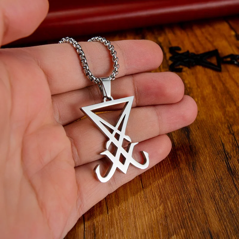 Satanic Necklace Sigil of Lucifer Pentagram Pentacle Pendant Stainless ...
