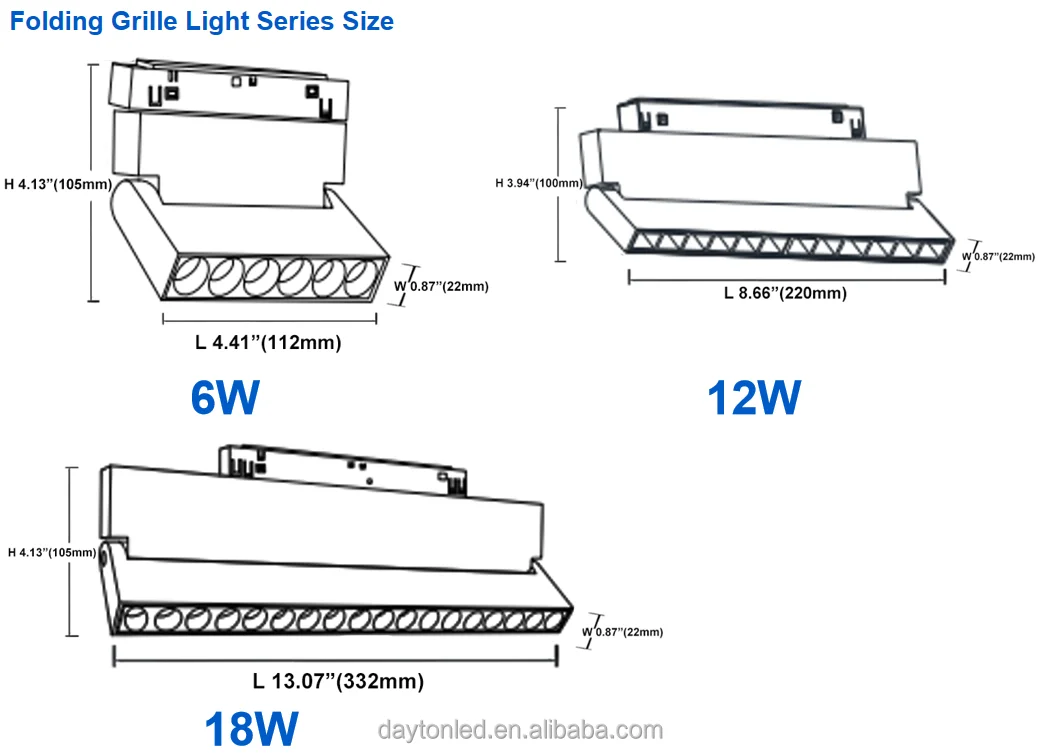 Modern Folding Grille Light ETL CETL Black White Magnetic Track 0-10V ...