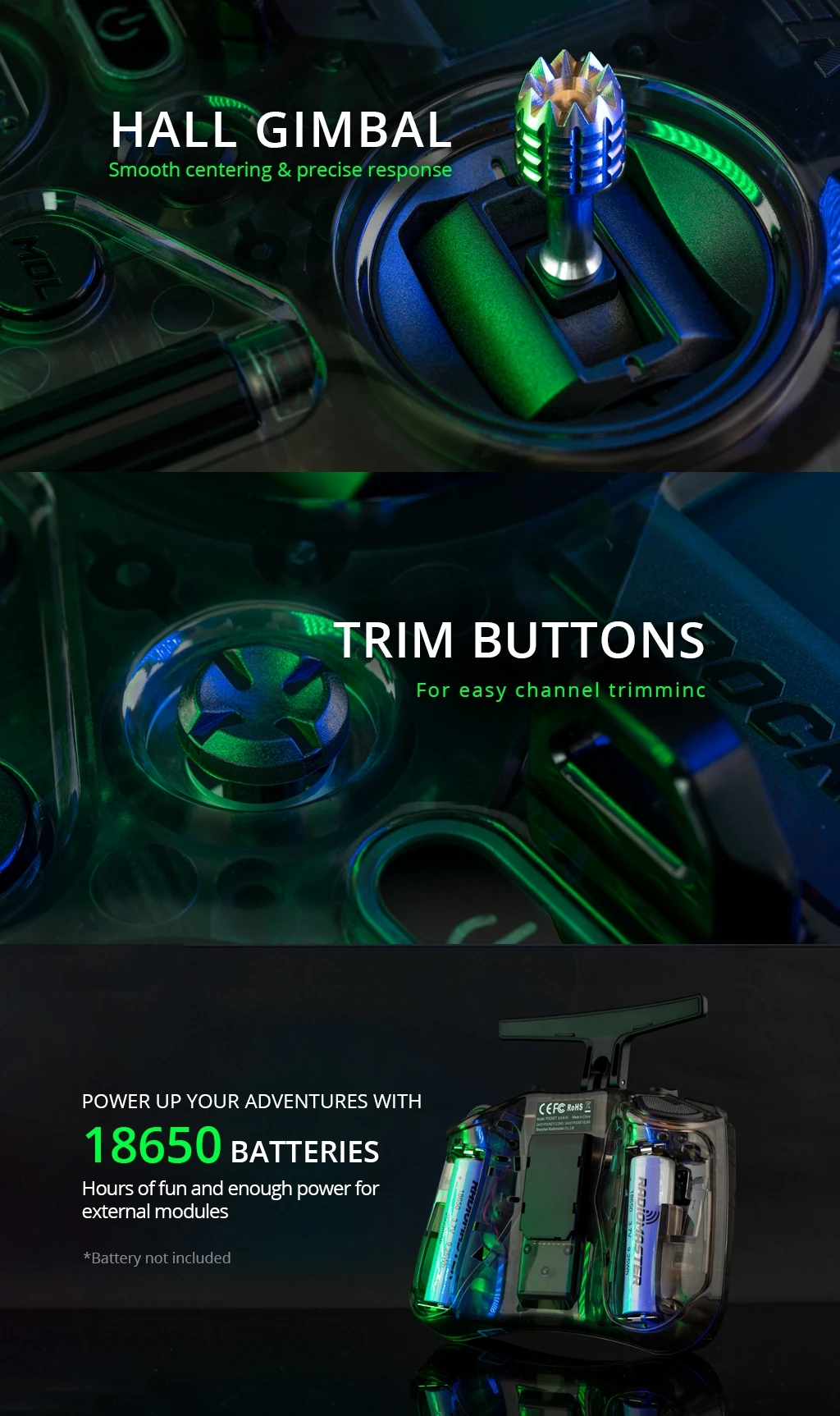 Radiomaster Pocket Hall Elrs/cc2500 Transmitter Remote Control Small ...