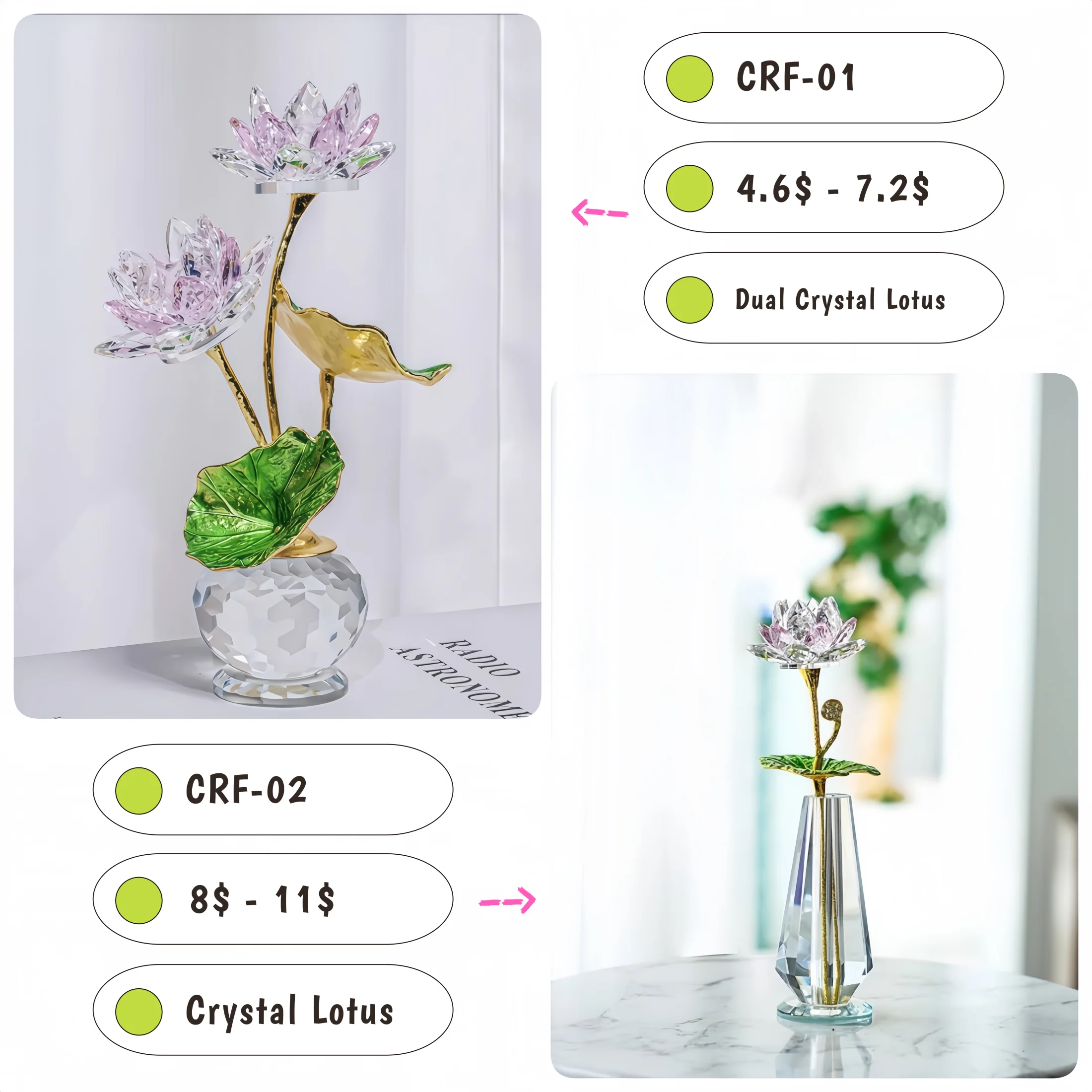 Customized Crystal Daisy Flower Figurine Glass Daisy Bouquet Floral ...