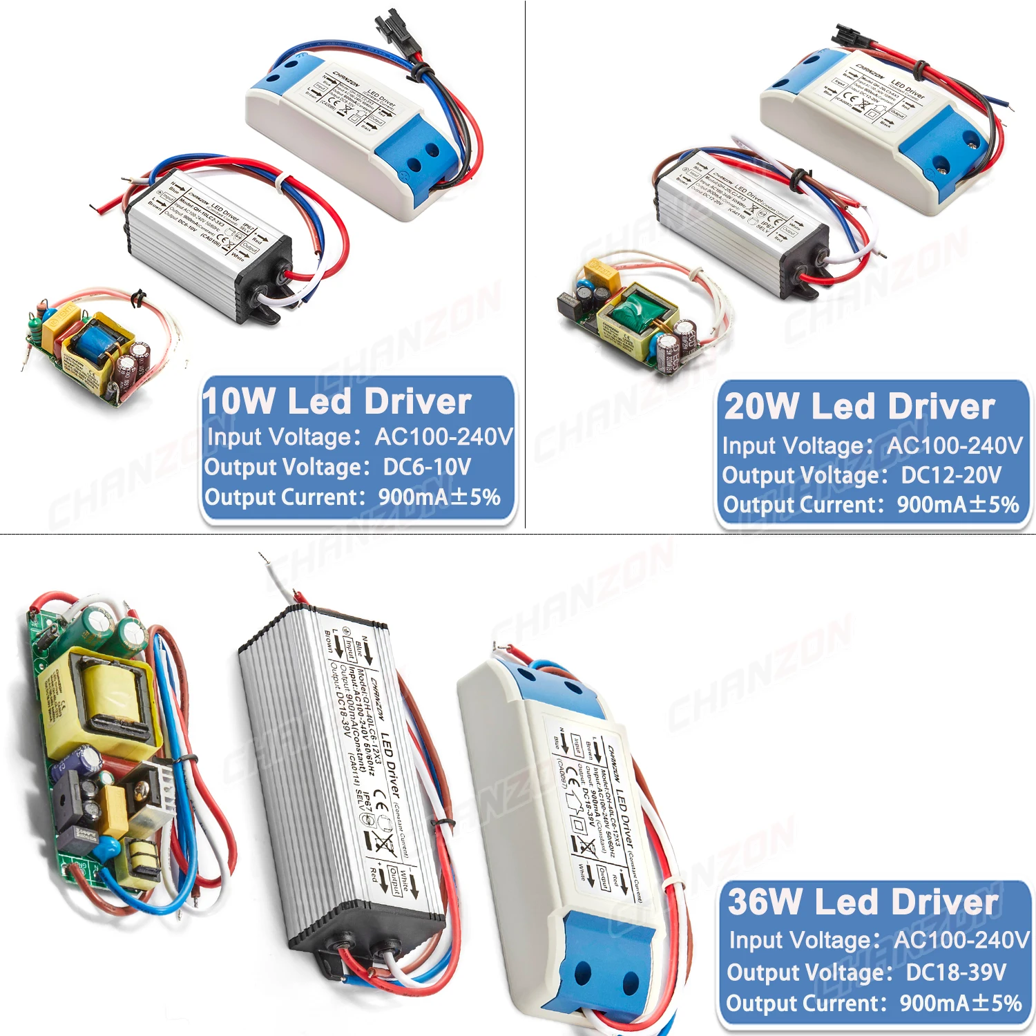 900ma Constant Current LED Driver 10W 20W 36W 50W Outdoor Waterproof ...