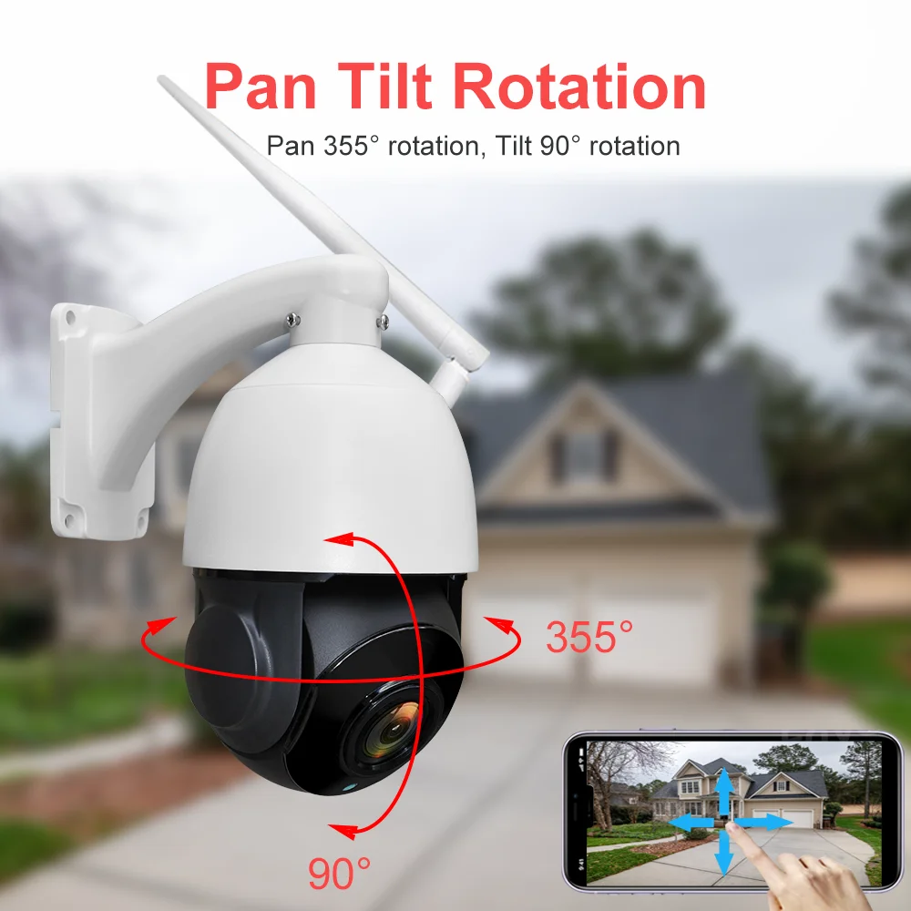 8MP 4K wireless PTZ IP Camera Wifi Outdoor TF Card Human AI Auto ...