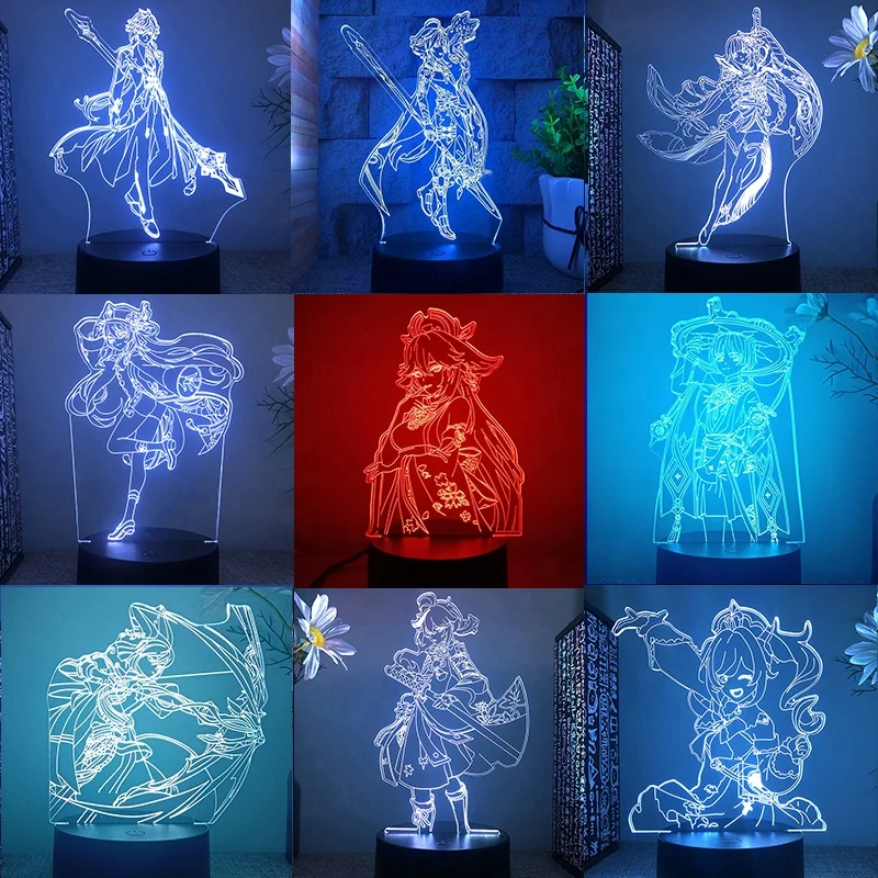 Genshin Impact Yae Miko Hu Tao Scaramouche Game Figure 3d Led Lamp For ...
