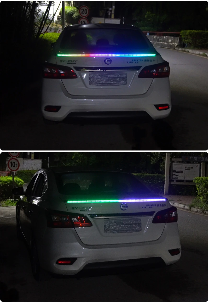 Car Rear Roof Lip Spoiler Strip Waterproof Red Brake Warning Stop Lamp ...