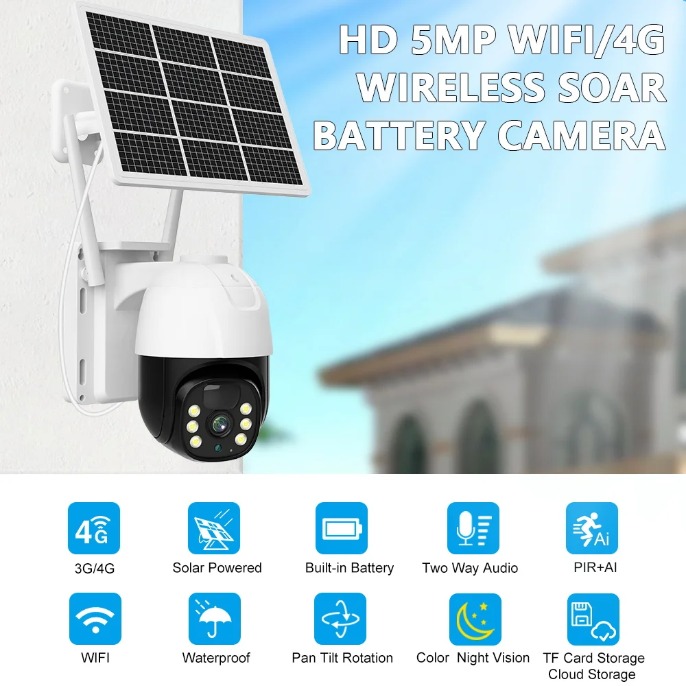 5MP 4G Wifi Surveillance Cameras with Color Night Vision