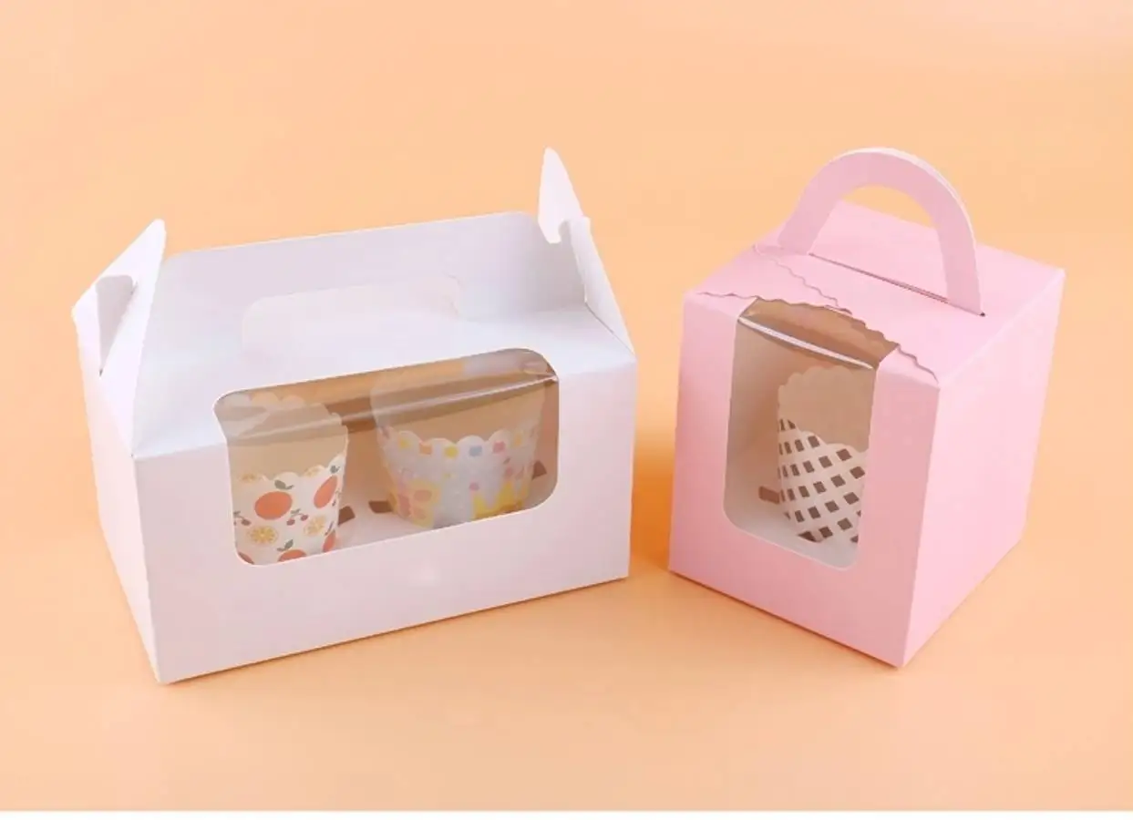 Portable Transparent Window Triangle Cut Cake Boxes Recyclable Paper ...