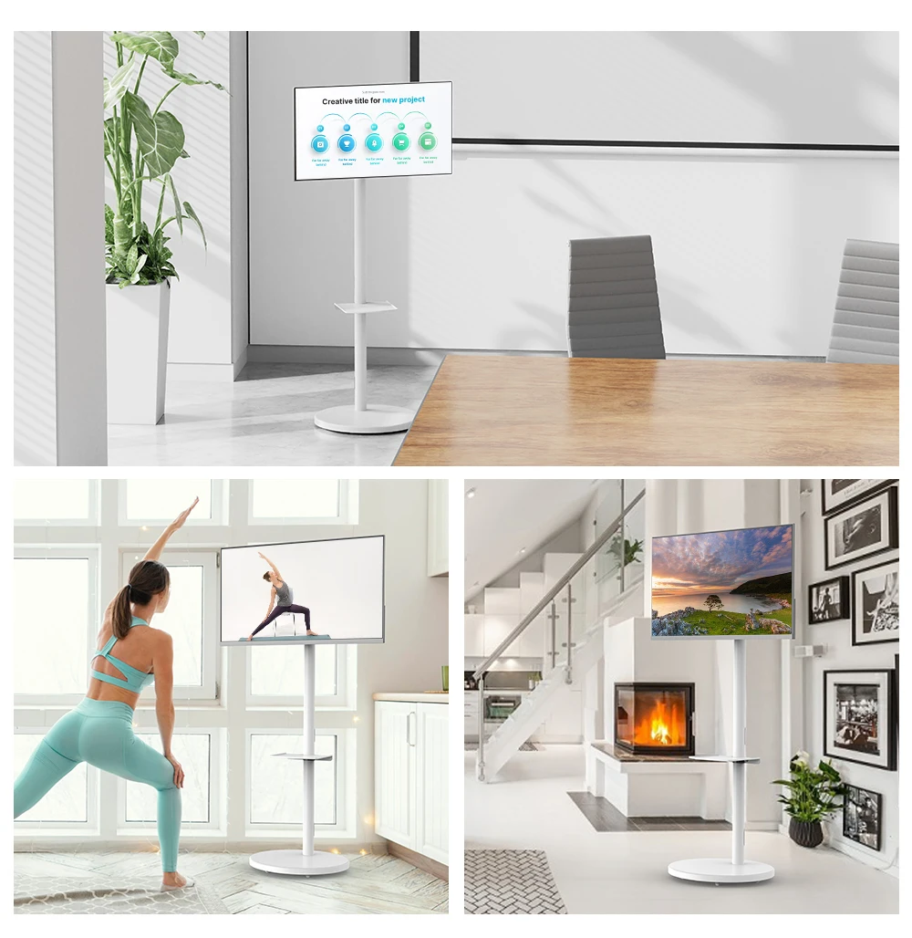 Modern Black Mobile Rotate Swivel TV Floor Stand Artistic