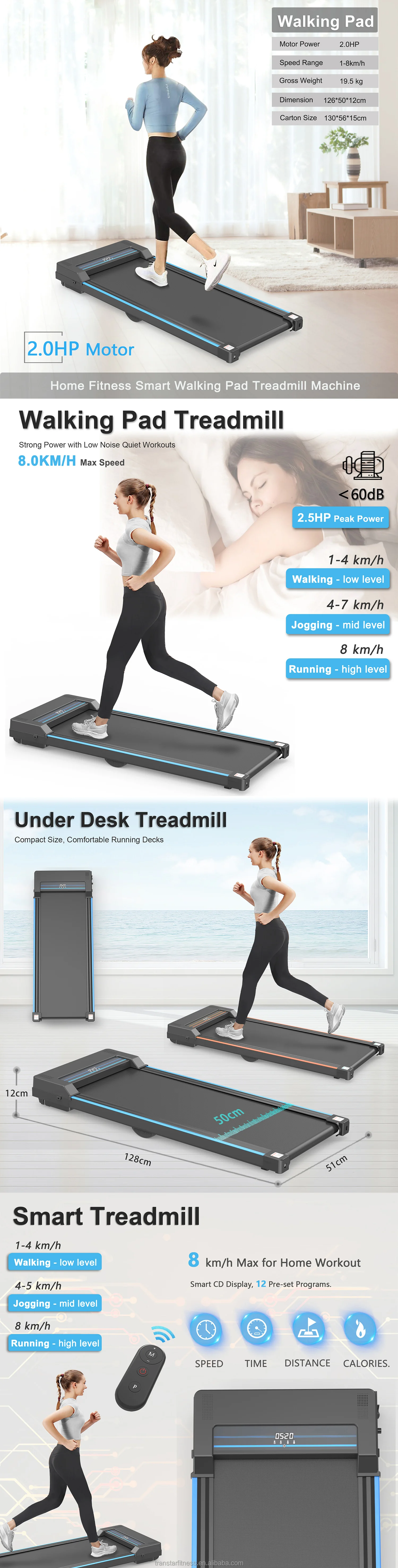 Galecon Home Use Under Desk Walking Machine Small Foldable Mini ...