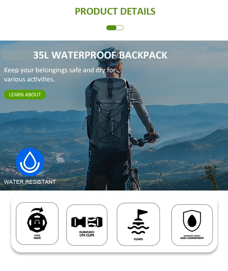 OEM Roll Top PVC Tarpaulin 100% Waterproof Hiking Backpack Back Pack ...