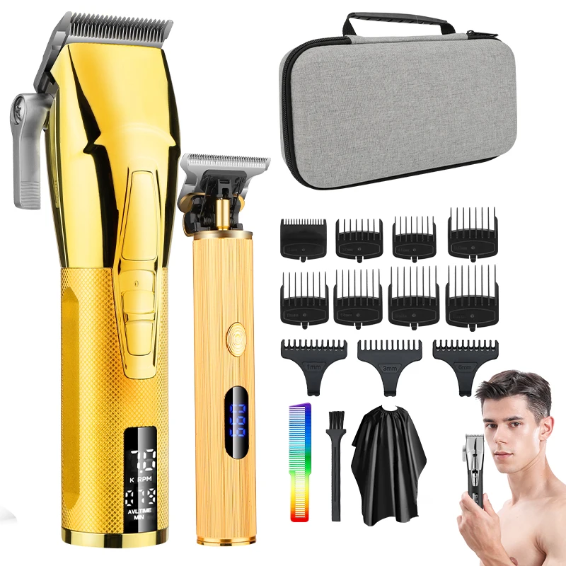Lcd Display Professional Barber Supply Cordless Hair Cutter Clippers ...