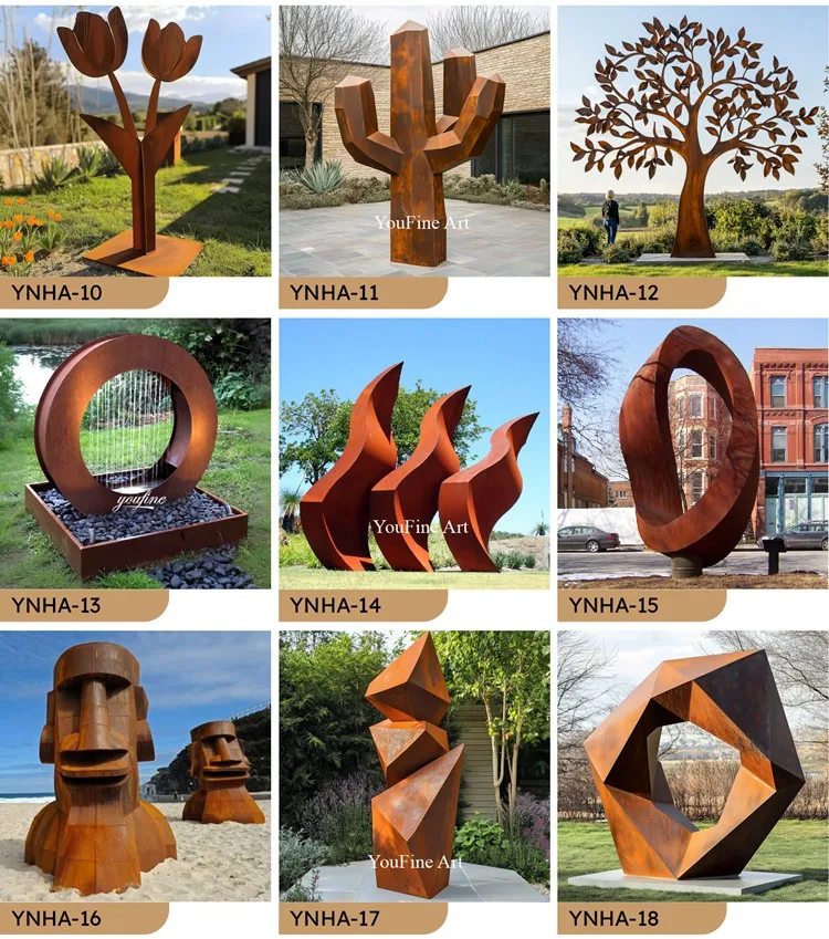 Outdoor Rusty Metal Sculpture - Corten Steel Garden Art