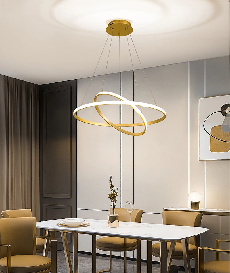 Modern LED Chandelier Gold Ring - Elegant Lighting Solutions