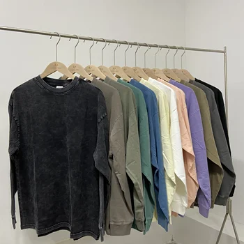 Yingling Custom Acid Wash Blank Graphic T Shirt 260g Cotton Oversize T ...