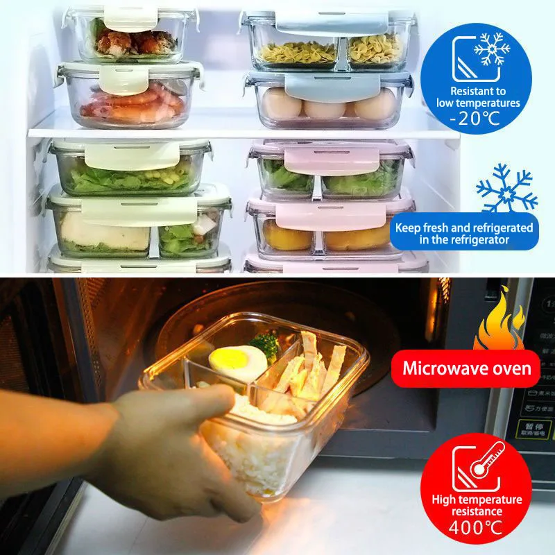Glass Food Storage Container Rectangular Container Kitchen Preparation ...