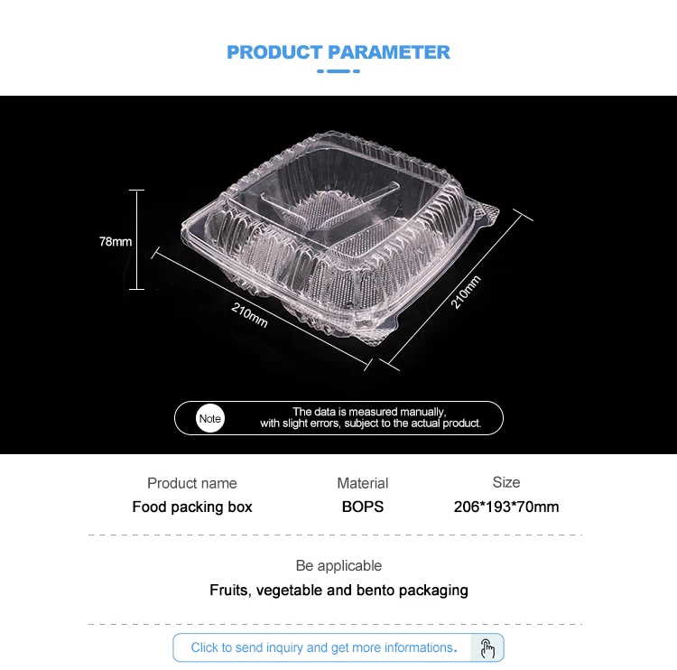 High Quality Disposable Plastic clear Clamshell Box 3 Compartment Food ...