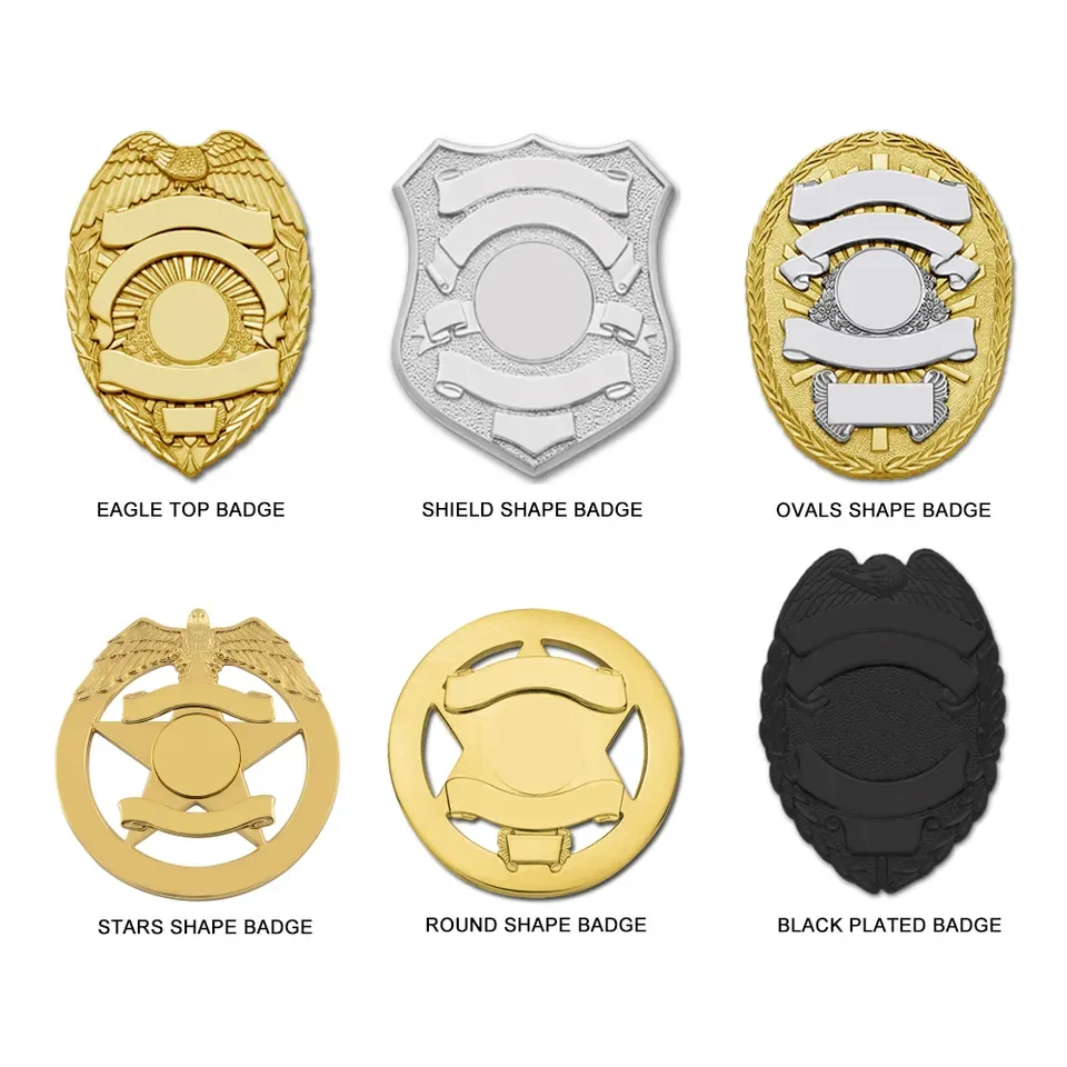 Factory Design Custom Metal Officer Badges Security Badge With Leather ...