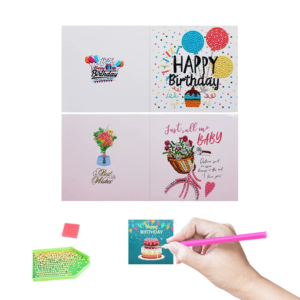5d Greeting Diamond Painting Cards Customized Birthday Card - Buy ...