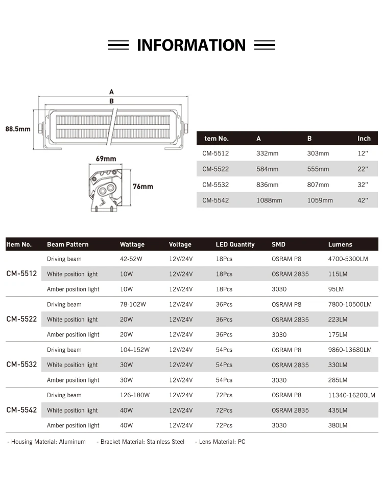 New Arrival 42 Inch Combo Beam Lights Bar Offroad Truck Led Bar Work ...