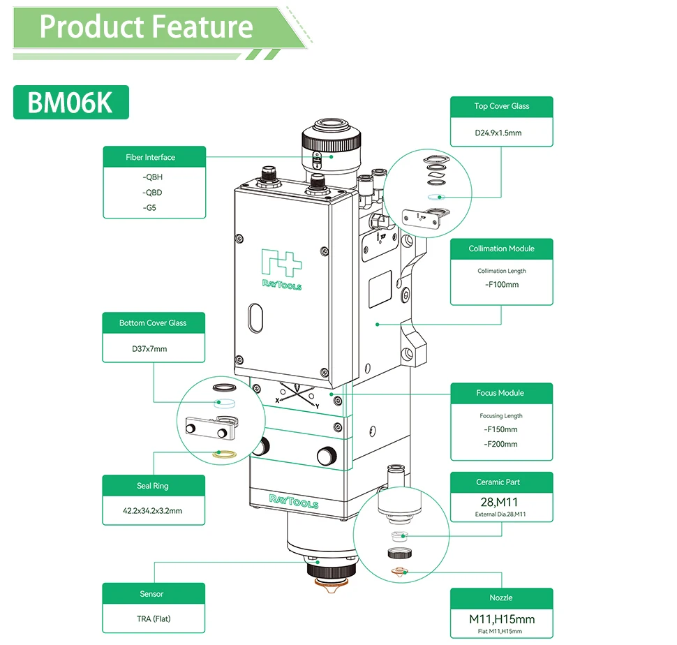 6000W Raytools BM06K Laser Cutting Head - High Power & Precision