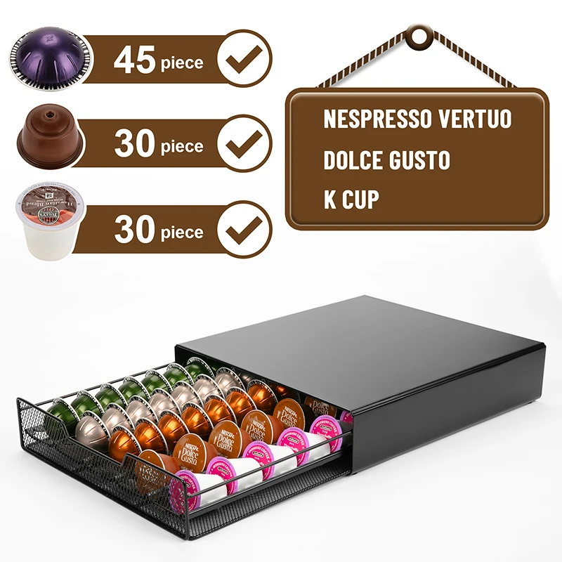 Metal Nespresso Vertuo Coffee Pods Holder Rack - 30-45 Pods Capacity, OEM