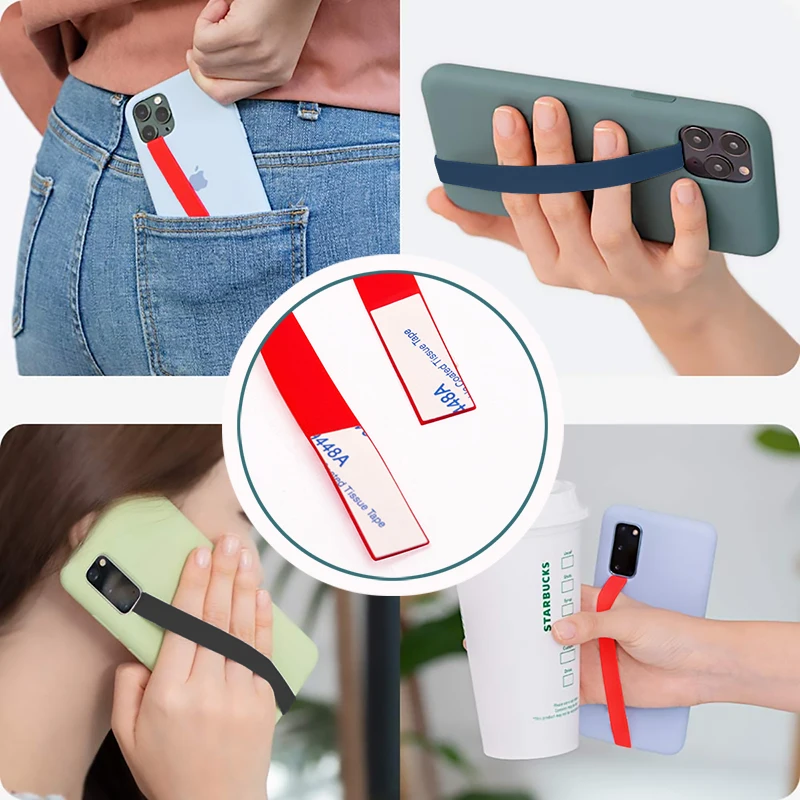 Universal Silicone Phone Loop Cell Phone Grip Holder Finger Strap ...