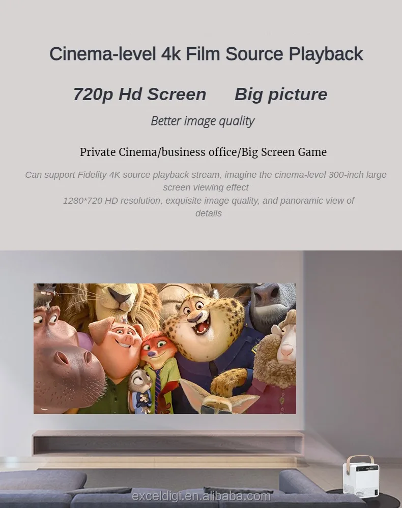 Excel Digital Cy303 4k 3d Android Smart Wifi Pico Mini Pocket Portable Led Dlp Projector Home ...