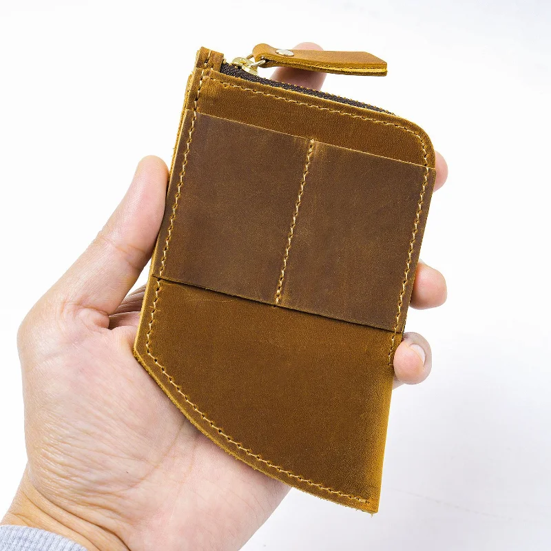 Aiguoniu Genuine Leather Credit Id Card Holder Rustic Cowhide Leather ...