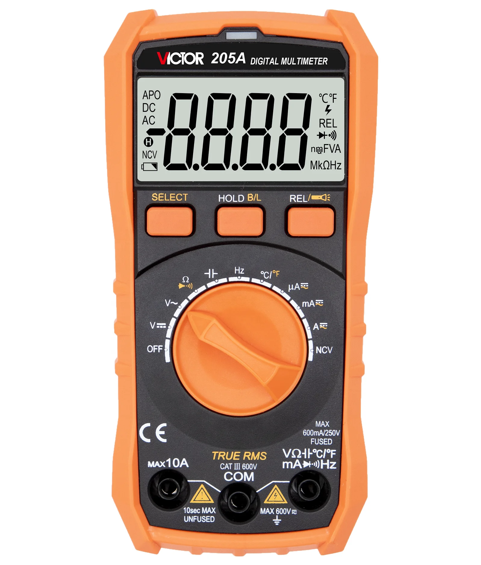 Victor 205a True Rms Digital Multimeters Ncv 600v/10a Ac Dc Auto Range ...