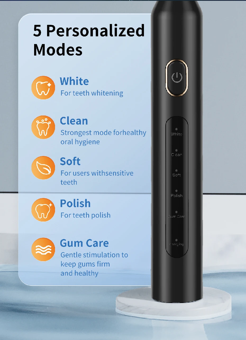 Travel Portable Ultrasonic Automatic Toothbrush White Soft Waterproof ...