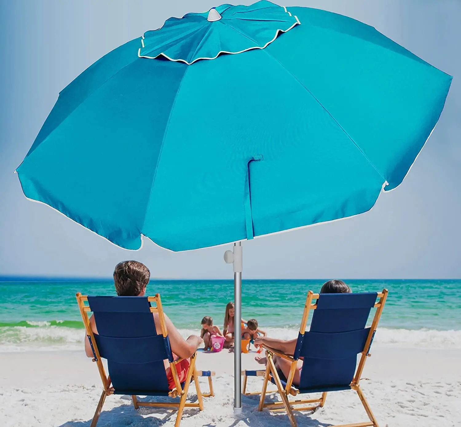 6.5ft Portable Beach Sun Shade Oxford Fiber Glass Rib Windproof Air ...