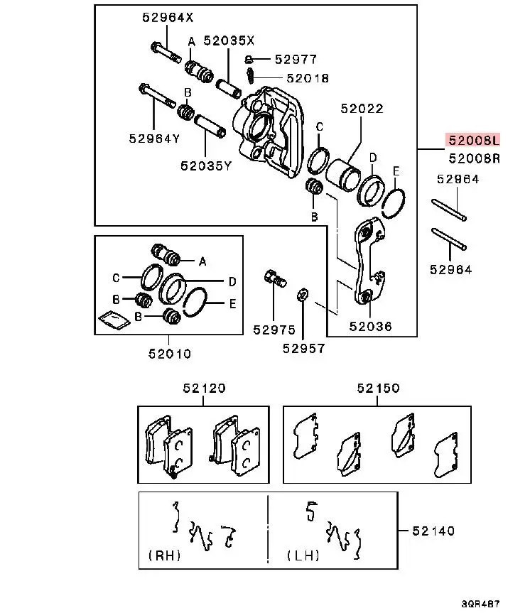 ชุดคาลิเปอร์เบรคหลัง,สำหรับ Mitsubishi Pajero Sport Challenger K94 K96 ...