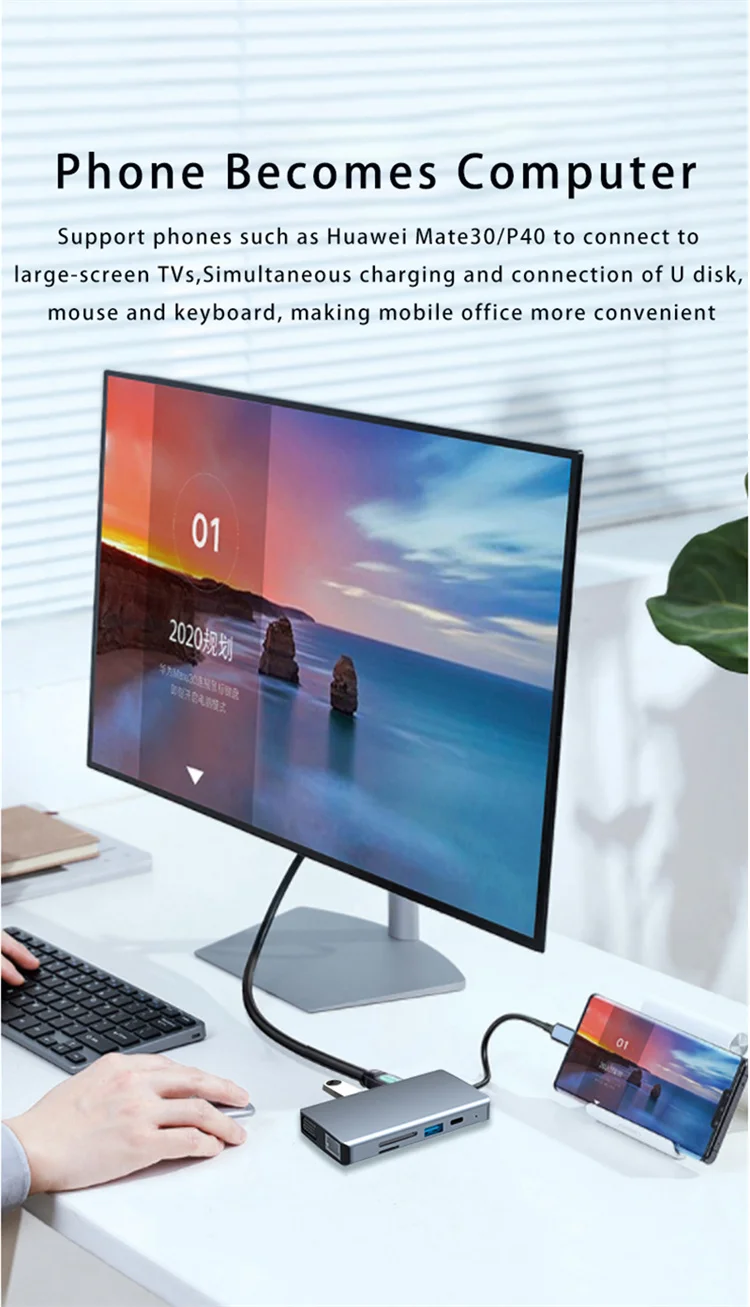 9-in-1 Docking Station 4k Hdtv Vga Audio Type C Usb Hub Splitter 3 0 2. ...