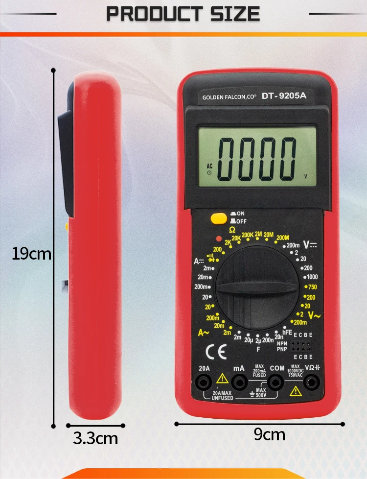 DT9205 Digital Multimeter - Precision AC DC Testing
