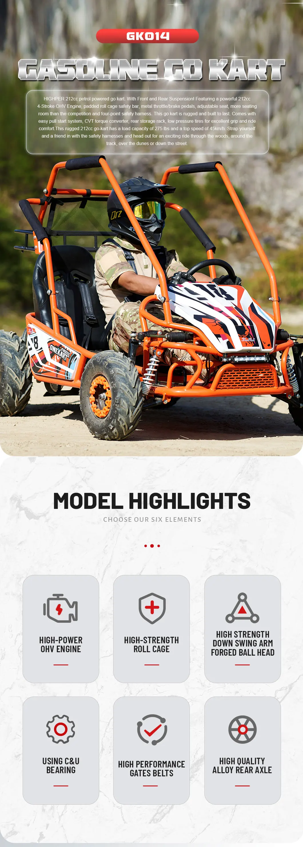 212cc Gas Powered Go Karts - Fun & Safe off-Road Racing