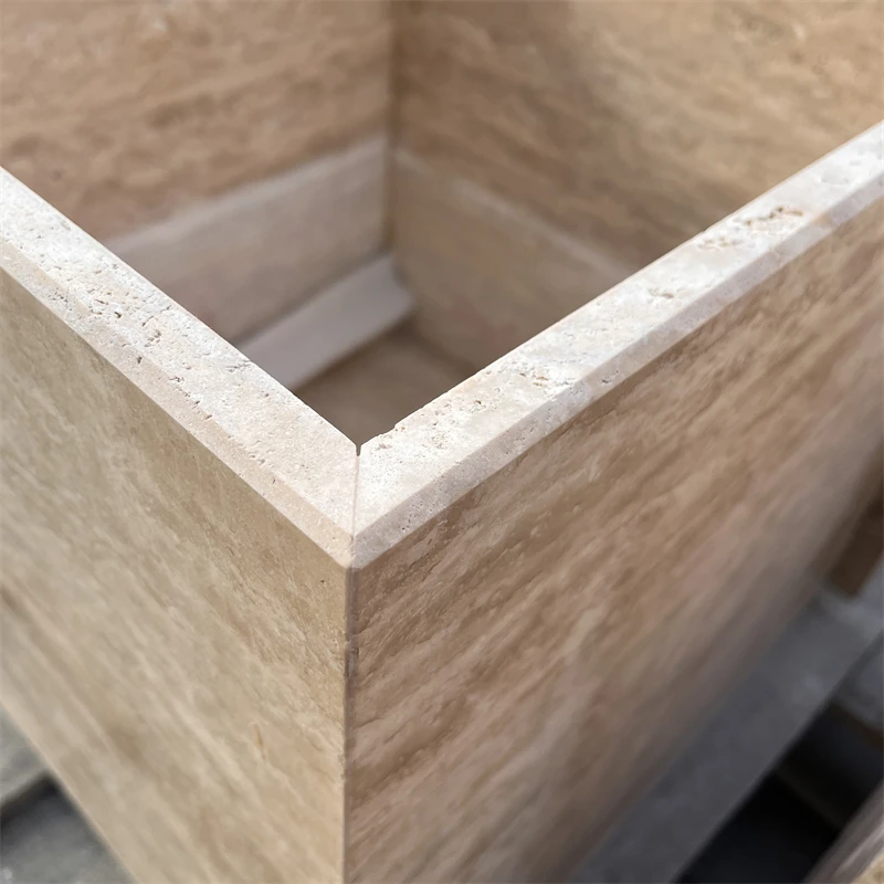 Beige Travertine Flower Pot Planters - Customized for Garden Decor