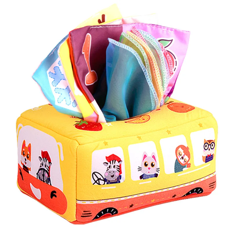 Montessori Tissue Box Toy for Babies 6-12 Months Soft Stuffed High ...