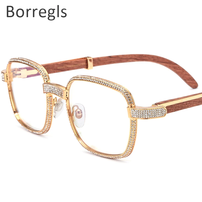 Borregls Diamond Wood Glasses Men Fullframe Square Prescription ...